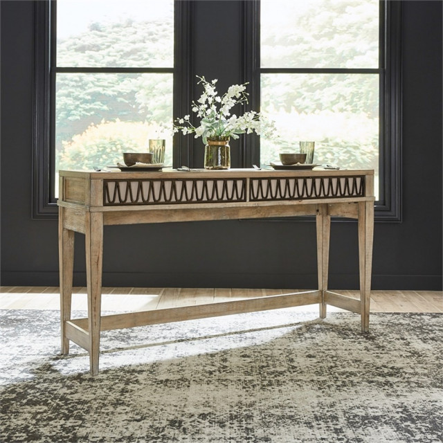 Liberty Furniture Devonshire Wood Console Bar Table in Sandstone Tan ...