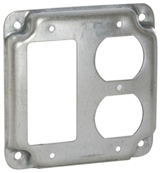 RACO® 915C Square Exposed Work 1-GFCI and 1-Duplex Receptacle , 4 ...