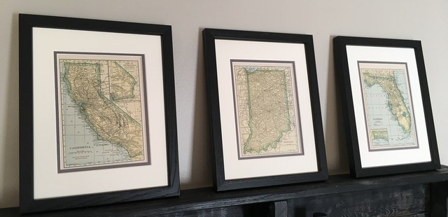 Original Vintage California State Map, Framed, 1920s Authentic Map ...