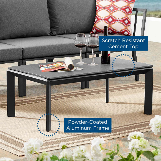 Lounge Coffee Table, Rectangular, Aluminum, Metal, Gray, Modern ...
