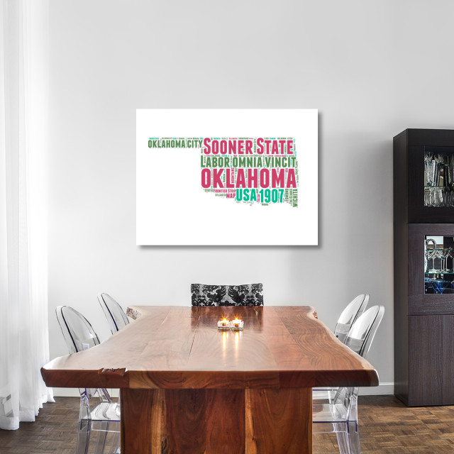 "Oklahoma Word Cloud Map" Fine Art Print, 48" x 36" - Modern - Prints ...