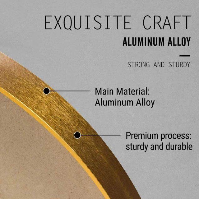 Vera Rectangle Steel Champagne Wall Mirror, 36" X 24" - Traditional ...