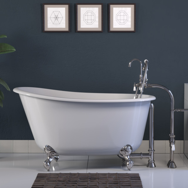 54" Swedish Clawfoot Bathtub & Gooseneck Freestanding Plumbing Package ...