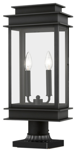 Princeton 2 Light Black/Polished Chrome Reflector Outdoor Large Post ...