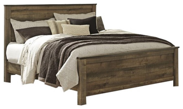 Ashley Furniture Trinell Full Panel Bed in Brown, King - Rustic ...
