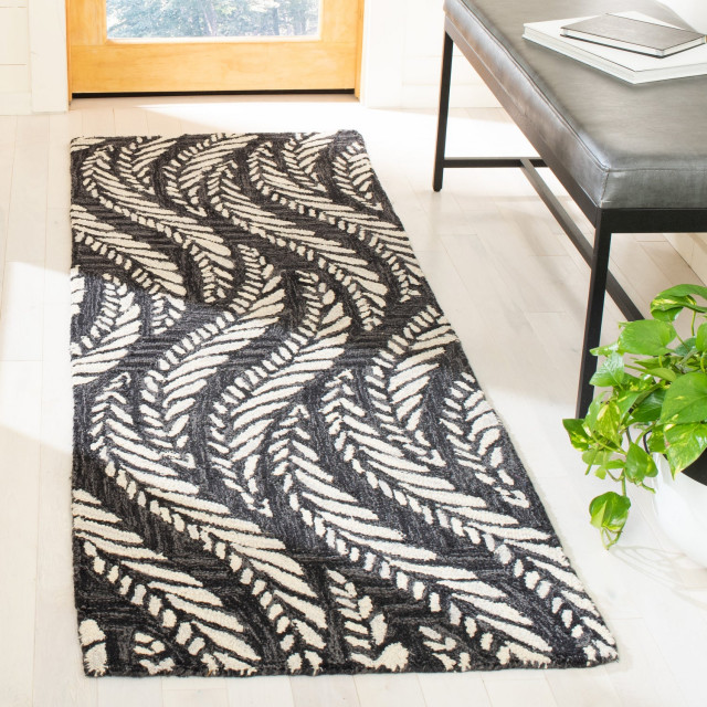 Safavieh Micro-Loop Mlp170H Rug, Charcoal and Ivory, 5'0"x5'0" Square ...
