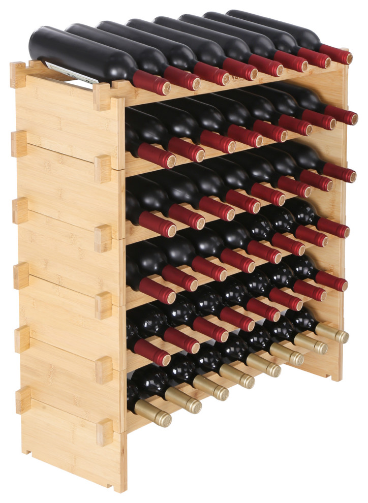 VEVOR Stackable Modular Wine Rack Bamboo Wood Display Shelf, 6 Tier ...