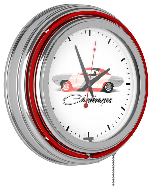 Dodge Chrome Double Rung Neon Clock, Challenger Stripe - Contemporary ...