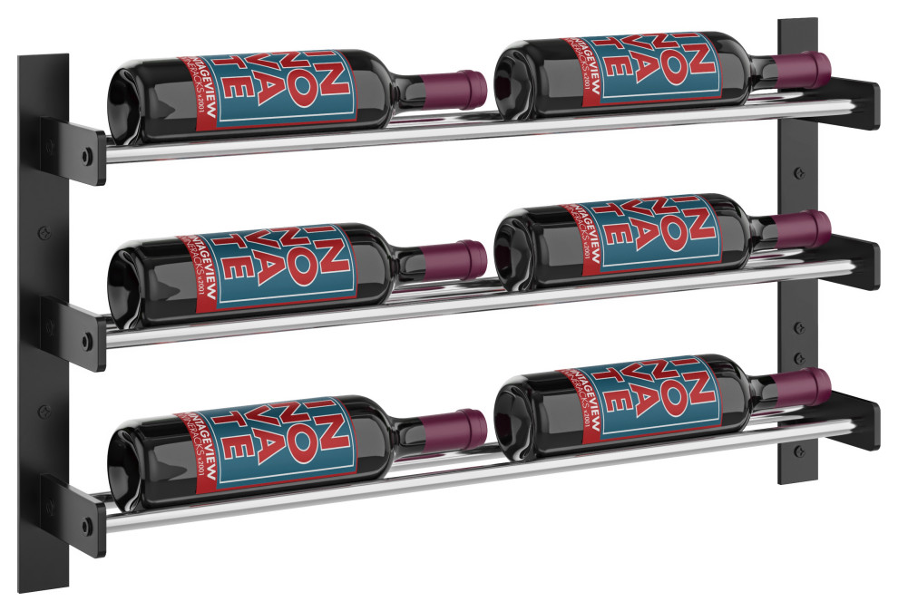 Evolution Wine Wall 2C 15, 6 Bottles, Matte Black Chrome - Contemporary ...