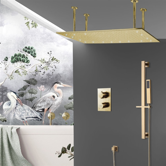Ferrara 20*40" Brushed Gold LED Digital Rainfall Shower System ...