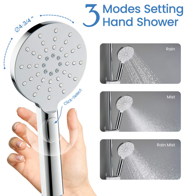 Circular Shower Column With Dual Function Shower Head, With Rough in ...