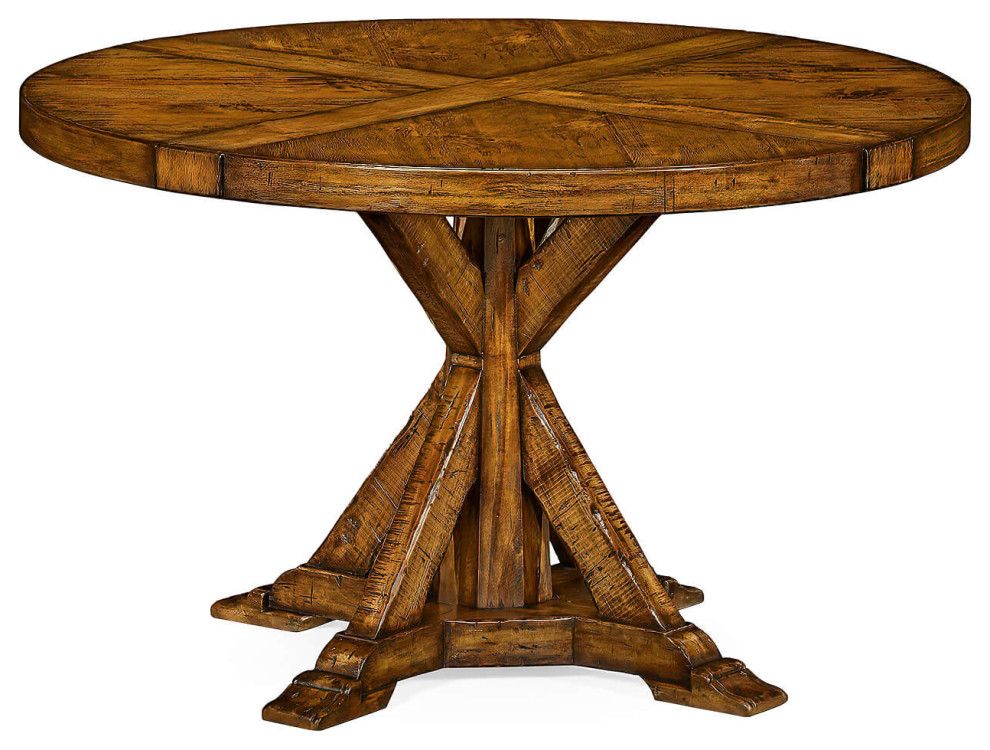 Rustic Round Dining Table, 48", Walnut - Traditional - Dining Tables ...
