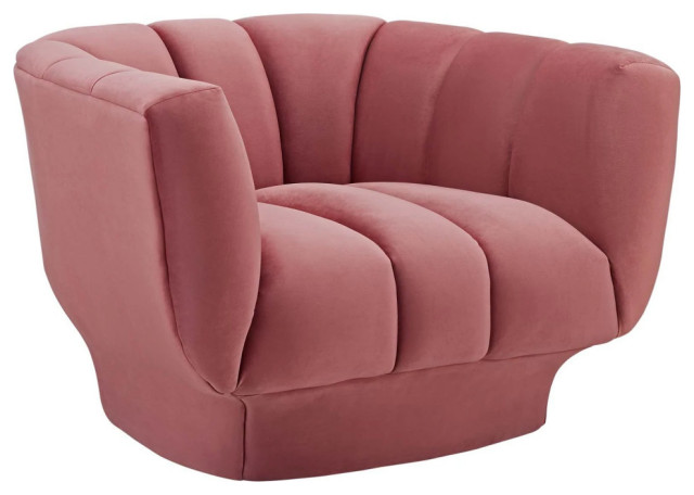 Jude Dusty Rose Vertical Channel Tufted Performance Velvet Armchair ...
