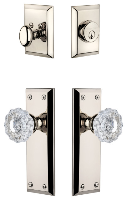 Fifth Avenue Plate with Versailles Crystal Knob and Deadbolt in ...