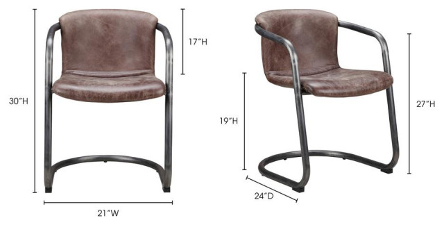 Rustic Brown Leather Dining Chair, Freeman Collection, Set of 2, Belen Kox - Contemporary ...