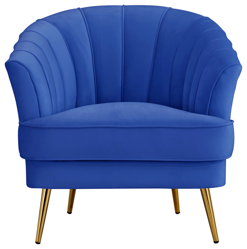Blue Textured Modern Barrel Accent Chair - Midcentury - Armchairs And ...