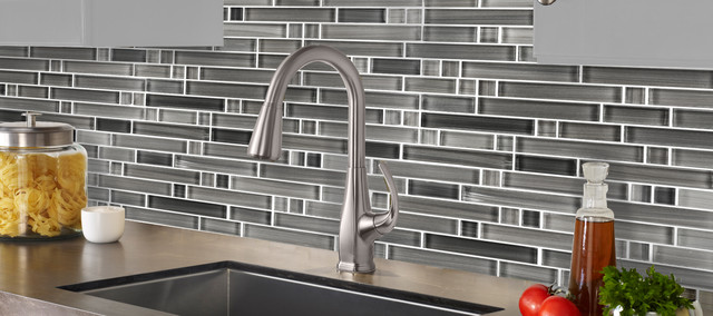 Handicraft II 12"x12" Glass Linear Mosaic Tile,Gray, Set of 11 ...