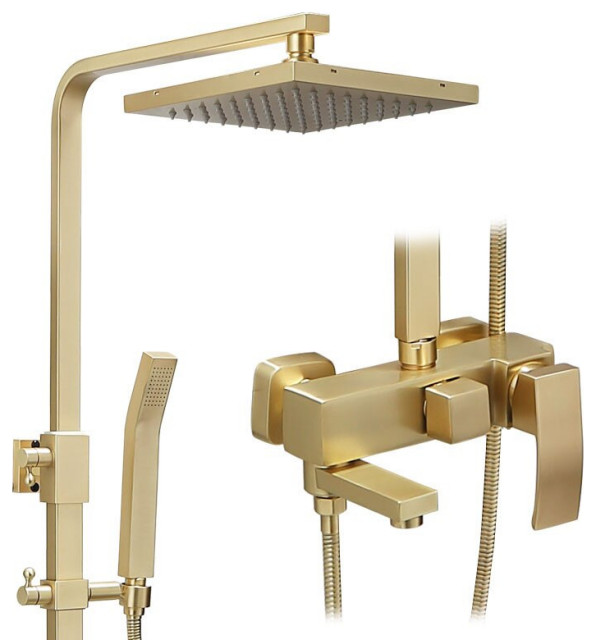 Wasser Brushed Gold Shower System - Contemporary - Showerheads And Body ...