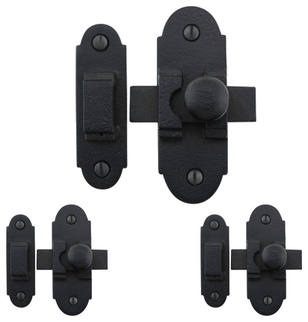 Slide Style Cabinet Latch Black Iron 3 1/4 Inch x 1 1/4 Inch Pack of 3 ...