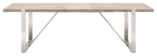 Benzara Rectangular Wooden Leaf Dining Table With Braces, Brown ...