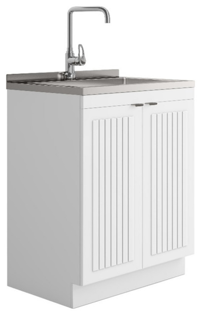 Murphy Transitional 28" Laundry Cabinet with Faucet and Stainless Steel ...