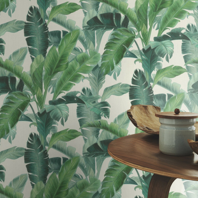 Orissa Green Palm Frond Wallpaper, Sample, Swatch - Tropical ...