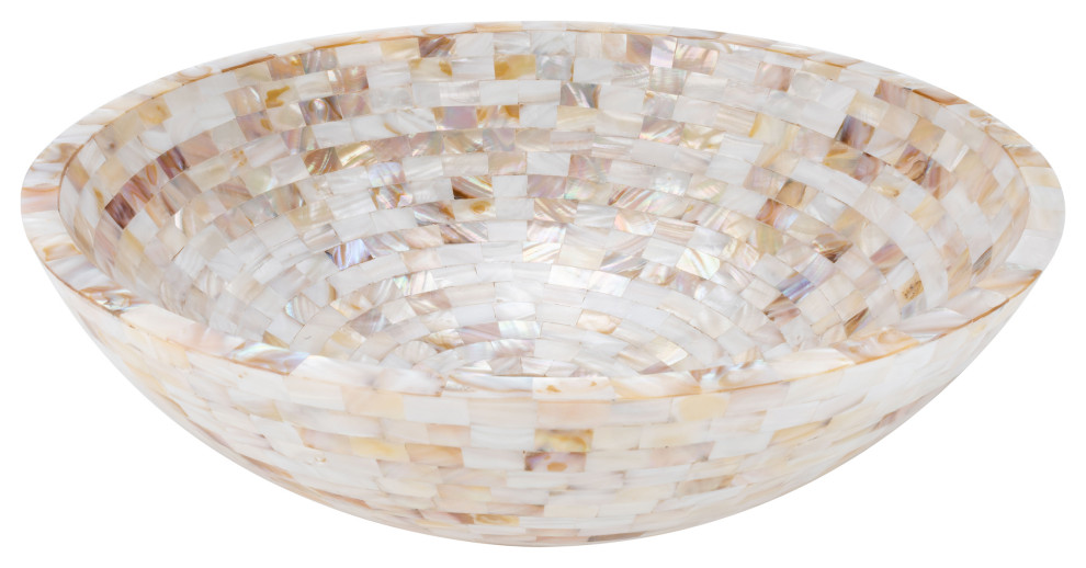 Mother of Pearl Seashell White and Gold Vessel Sink Rectangular Cube ...