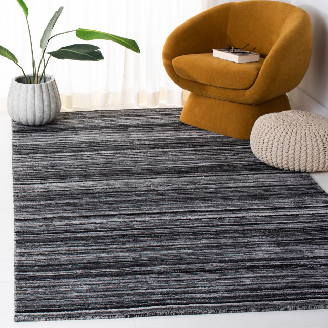 Safavieh Elements Elm701Z Striped Rug, Black/Grey, 4'x6' - Contemporary ...