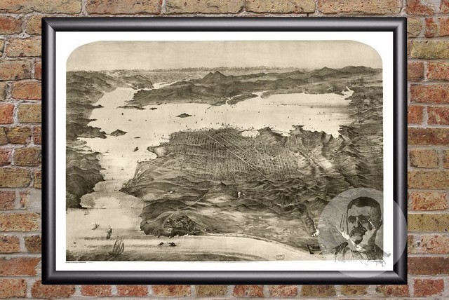 Historic San Francisco, CA Map 1868, Vintage California Art Print Decor ...
