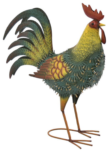 Plutus Brands Metal Rooster Decoration, Multi-Colored Metal - Farmhouse ...