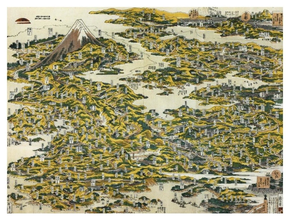 "Map Of The Tokaido Road 1818" Digital Paper Print by Hokusai, 18"x14 ...