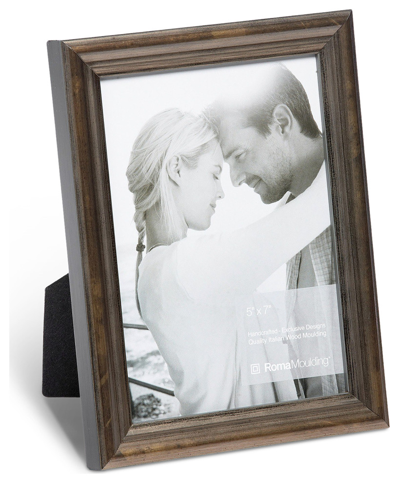 Formal Black Silver Narrow Width Table Top Frame, 5" x 5" - Traditional - Picture Frames - by ...