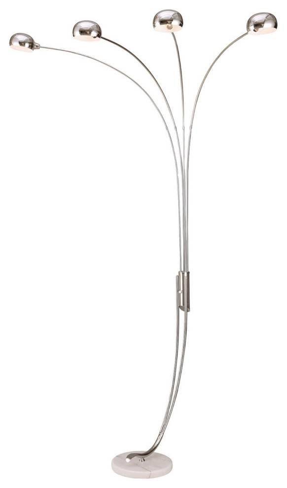 Modern Metal Arch Lamp With 4 Lights And Marble Base, Silver ...
