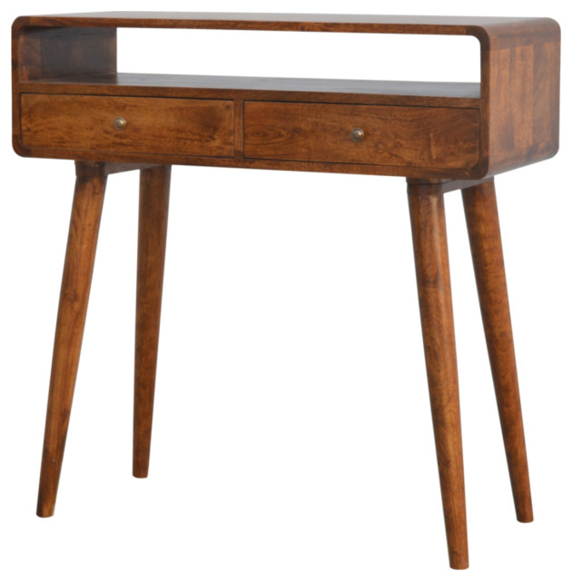 Curved Chestnut Console Table - Midcentury - Console Tables - by ...