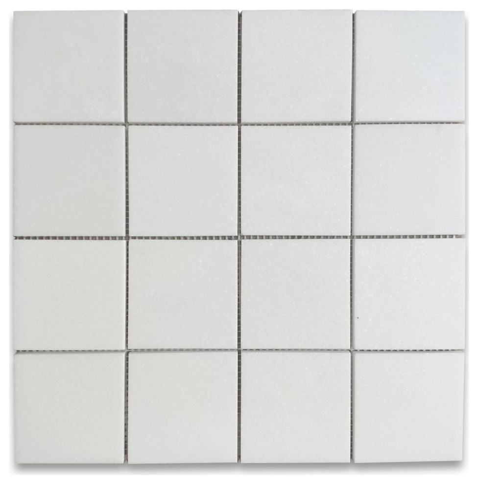 Thassos White Marble 3x3 Square Mosaic Tile Honed, 1 sheet ...