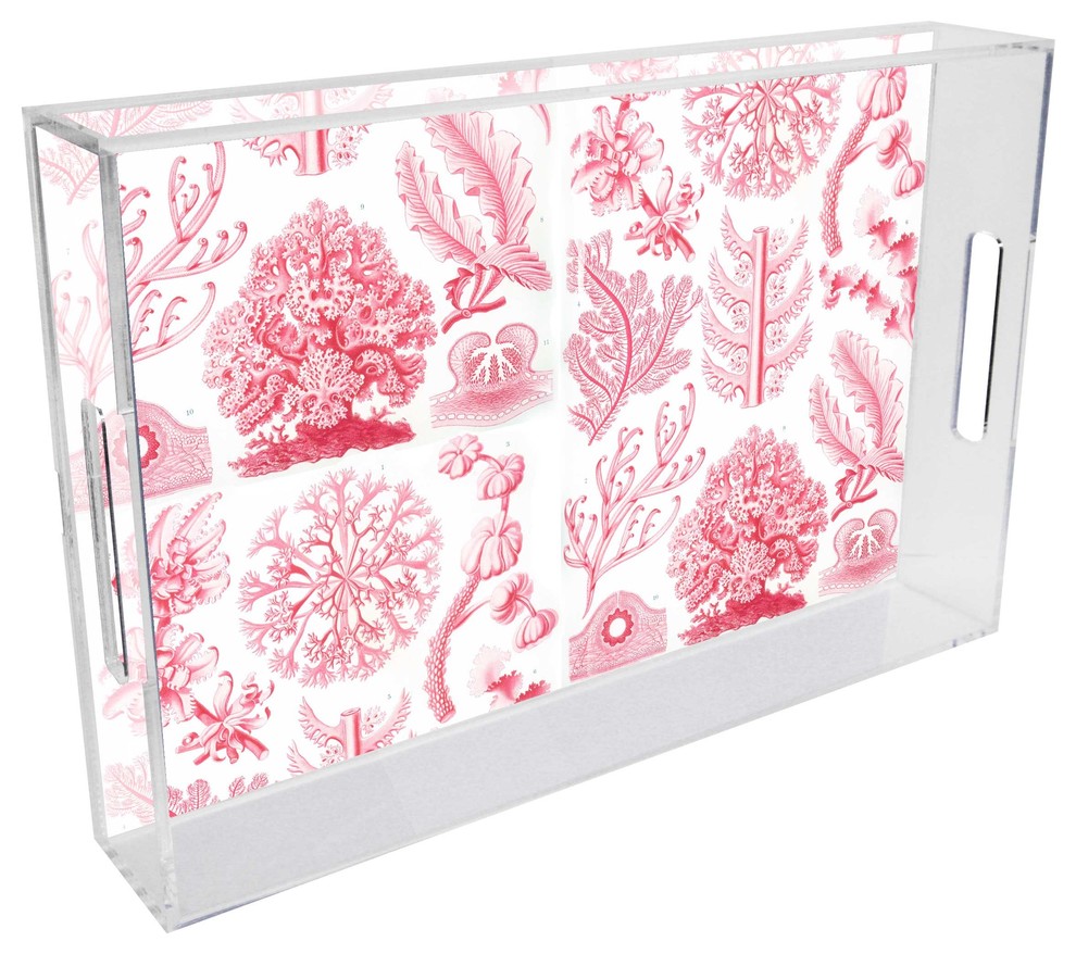 Pink Coral Lucite Tray, 8.5" X 11" - Beach Style - Serving Trays - by ...