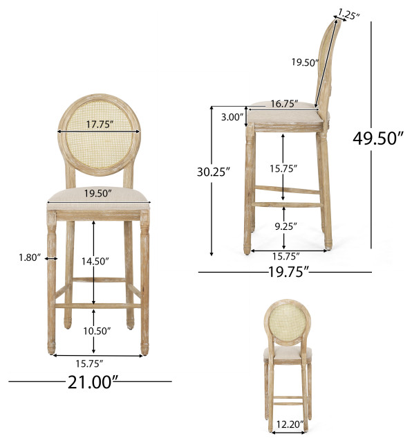 Anna French Country Wooden Barstools, Set of 2 - French Country - Bar ...