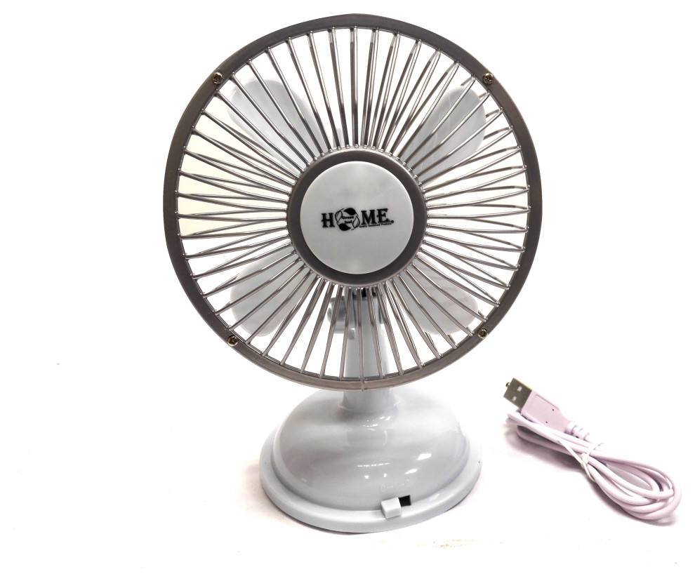 5" Usb Steel Table Fan,W. Ul, 2.5W, 2 Speed, Wh/Bl,12 Pc/Ctn ...