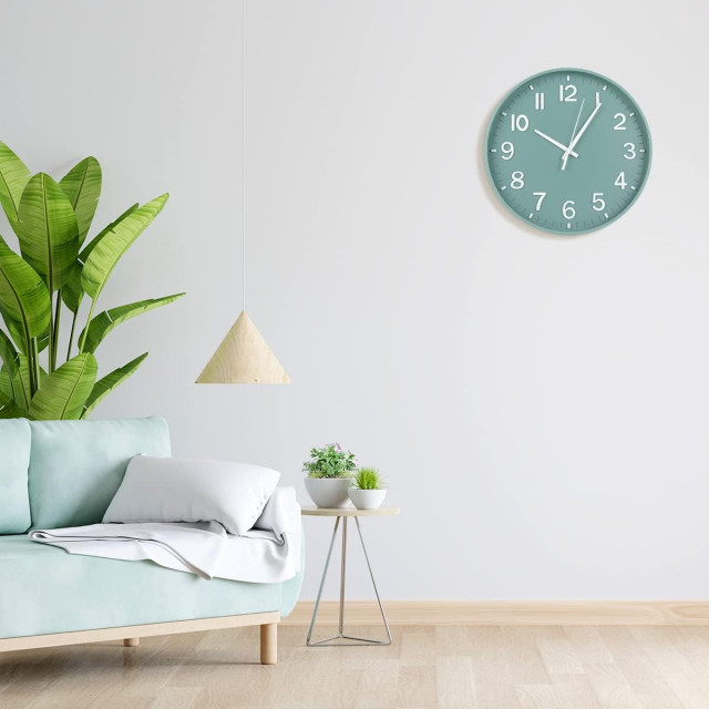 Modern Quartz Wall Clocks Battery Operated, 12" Silent Non Ticking 3D ...