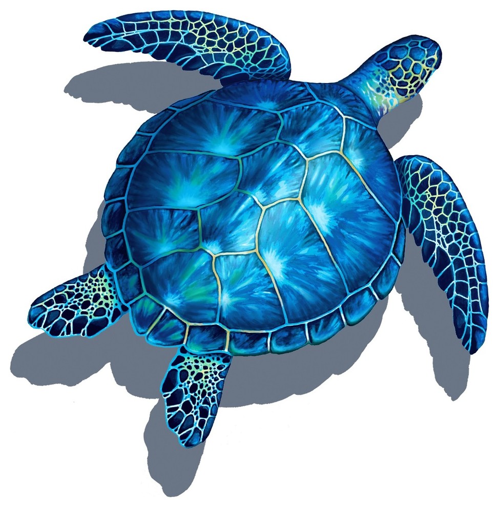 Sea Turtle Porcelain Swimming Pool Mosaic, 26"x26" with shadow - Beach ...