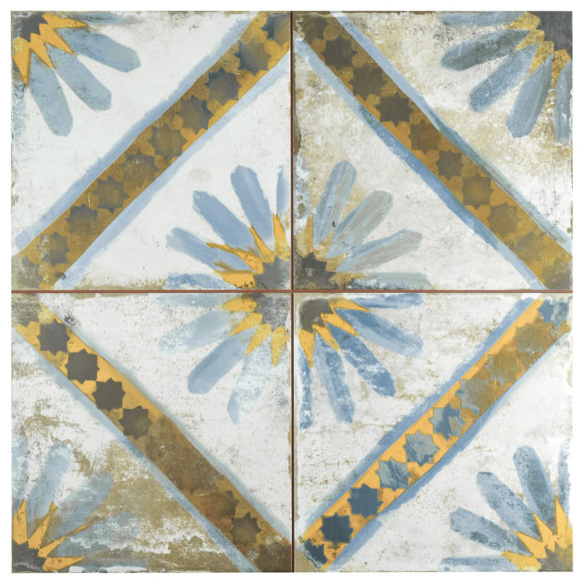 Royals Marrakech Ceramic Floor and Wall Tile, Blue, Sample - Farmhouse ...