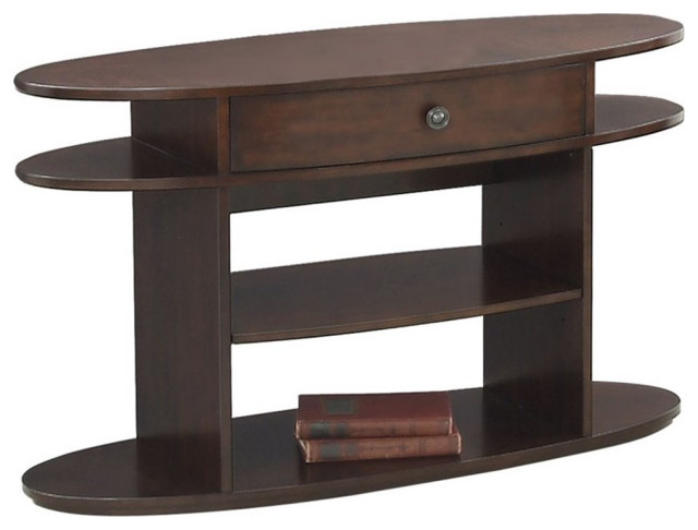 Bowery Hill Sofa Console Table in Dark Cherry and Birch Finish ...