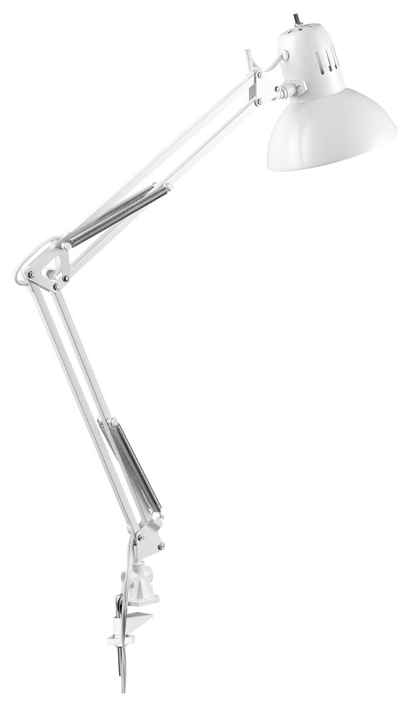 Architect 31.5" Glossy White Swing Arm Clamp-On Desk Lamp ...