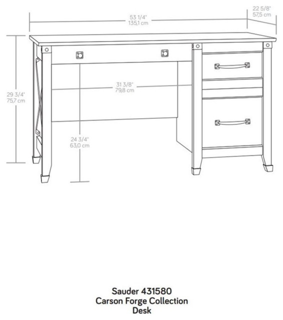 Sauder Carson Forge Engineered Wood Desk in Rustic Cedar/Brown ...