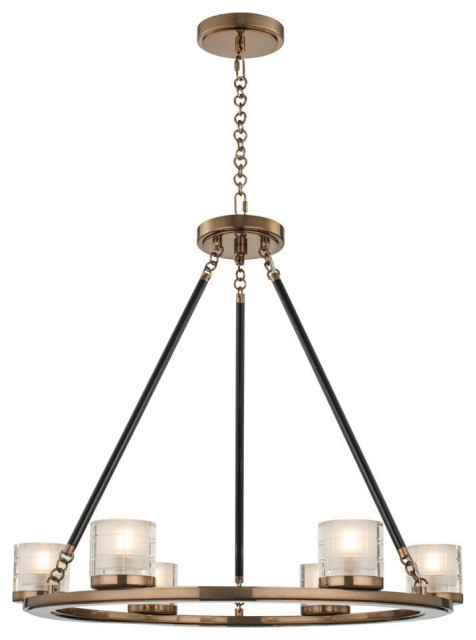 Library 6-Light Transitional Chandelier in Library Brass, 24.000 ...