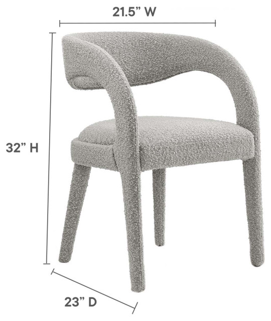 Pinnacle Boucle Upholstered Dining Chair Set of 2, Taupe - Transitional ...
