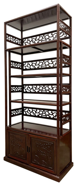 Consigned 20th Century Chinese Hand Carved Rosewood Book Shelf/Display ...