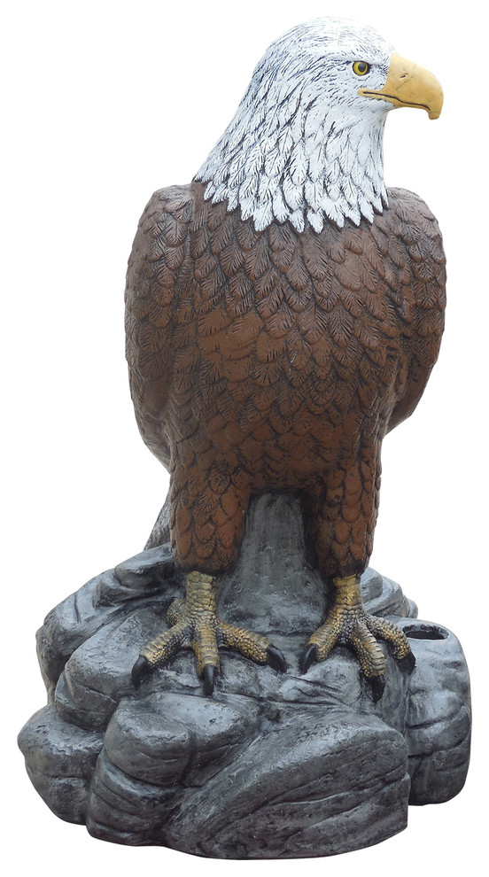 Majestic Eagle Left Concrete Statue in Detail Painted Finish - Rustic ...