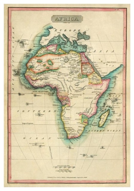 "Africa, 1820" Digital Paper Print by John Melish, 17"x24", 17"x24 ...