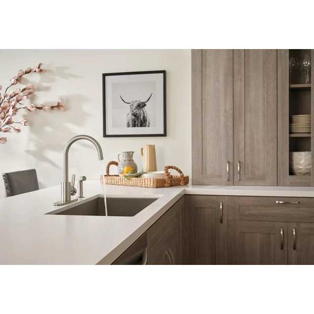 Modern High-Arched Kitchen Faucet, Single Handle with Side Sprayer ...